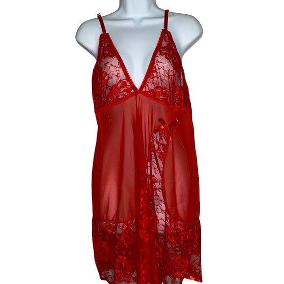Boutique | Intimates & Sleepwear | Szxlred Floral Lace Mesh Chemise ...